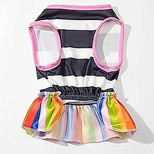 Pet Clothes Breathable Letter Printing Fashion Skirt Hem Soft Crew Neck Dress Up Polyester Puppy Cute Print Skirt for Outdoor Pet