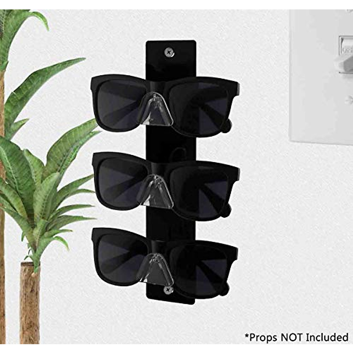 Marketing Holders Glasses Holder Holds 3 Pair Wall Mount with Hanging Hardware Black Acrylic Retail Locations Space Saver Organizer Storage Warehouses Eyeglasses Sunglasses Spectacles Bifocals