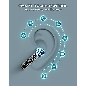 Black Shark Bluetooth Earbuds with 2 Mics Call Noise Canceling, Wireless Earbuds with 24H Playtime for Sport and Work, One-Step Pairing & Smart Touch Control, IPX5 Waterproof, in-Ear Stereo