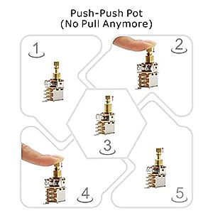FLEOR 2pcs A250K Push Push Guitar Pots Short Copper Split Shaft Audio Taper Potentiometers