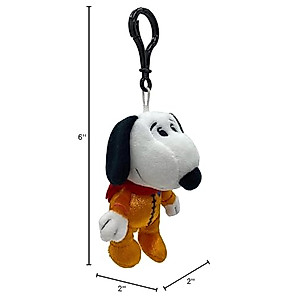 JINX Snoopy in Space Snoopy in Orange Astronaut Suit Clipsters Toy, 4-in Plush Hangers from Apple TV+ Series for Fans Ages 3+
