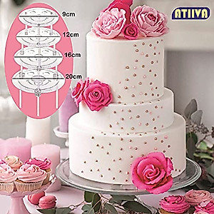 Atiiva Cake Separator Plates and Pillars Set- 4 Pieces Cake Separator Plates with 20 Pieces Transparent Cake Sticks Support Rods- Exquisite Round Layered Cake Combo Set