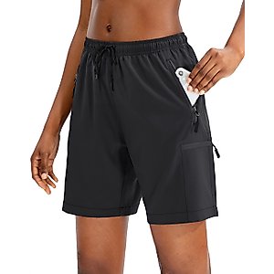 SANTINY Women's Hiking Cargo Shorts Quick Dry Lightweight Summer Shorts for Women Travel Athletic Golf with Zipper Pockets(Black_XXL)