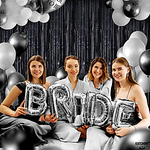 KatchOn XtraLarge Foil Black streamers - 3.2x10 Feet, Pack of 2 | Black Backdrop for Black Birthday Decorations | Black Backdrop Curtain, Black Fringe Backdrop for Graduation Decorations Class of 2024