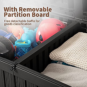 JUMMICO 150 Gallon Resin Deck Box Larage Outdoor Storage Box Waterproof UV Resistant Lockable Storage Container for Patio Furniture, Toys, Cushions, Garden Tools (Black)