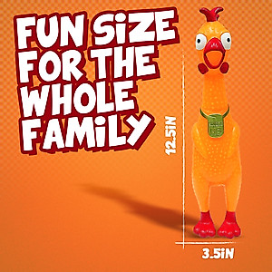 Animolds Tie-Dye Squeeze Me Rubber Chicken Toy | Screaming Rubber Chickens for Kids | Novelty Squeaky Toy Chicken (6 Pack Solid)