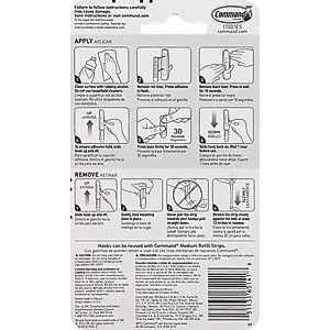 Command Medium Utility Hooks, Damage Free Hanging Wall Hooks with Adhesive Strips, No Tools Wall Hooks for Hanging Christmas Organizers, 2 White Hooks and 4 Command Strips