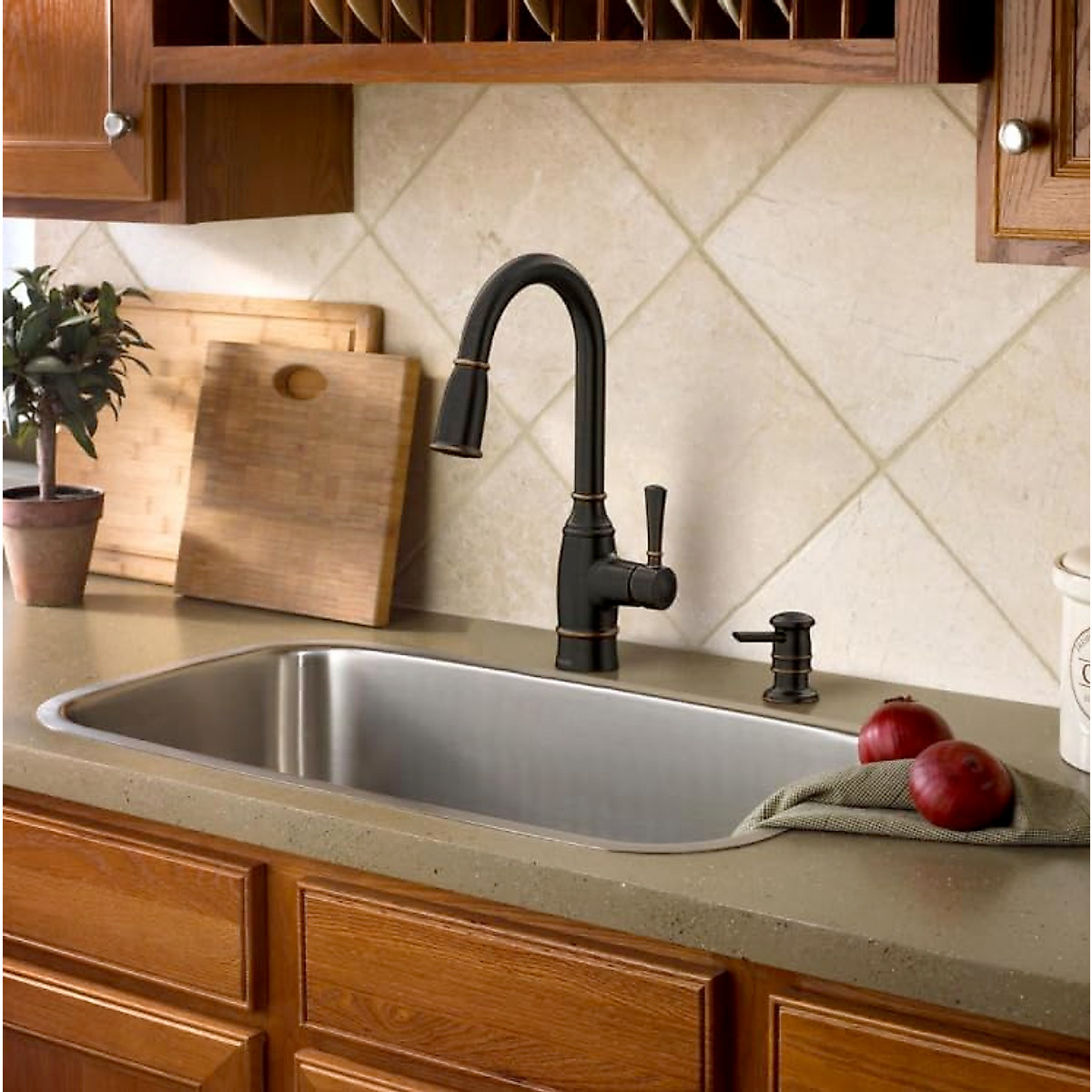 Moen 87791BRB Noell Pulldown Kitchen Faucet Mediterranean Bronze Finish
