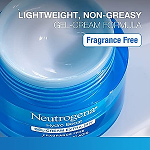 Neutrogena Hydro Boost Face Moisturizer with Hyaluronic Acid for Extra Dry Skin, Fragrance Free, Oil-Free, Non-Comedogenic Gel Cream Face Lotion, 1.7 oz