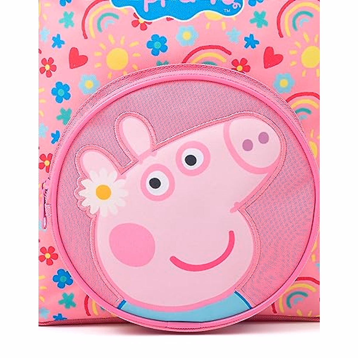 Peppa Pig Kids 4 Piece Backpack Set | Girls Boys Animated George Pig Hearts Pink Rucksack Lunch Bag Pencil Case Water Bottle | Back to School Bag Gifts