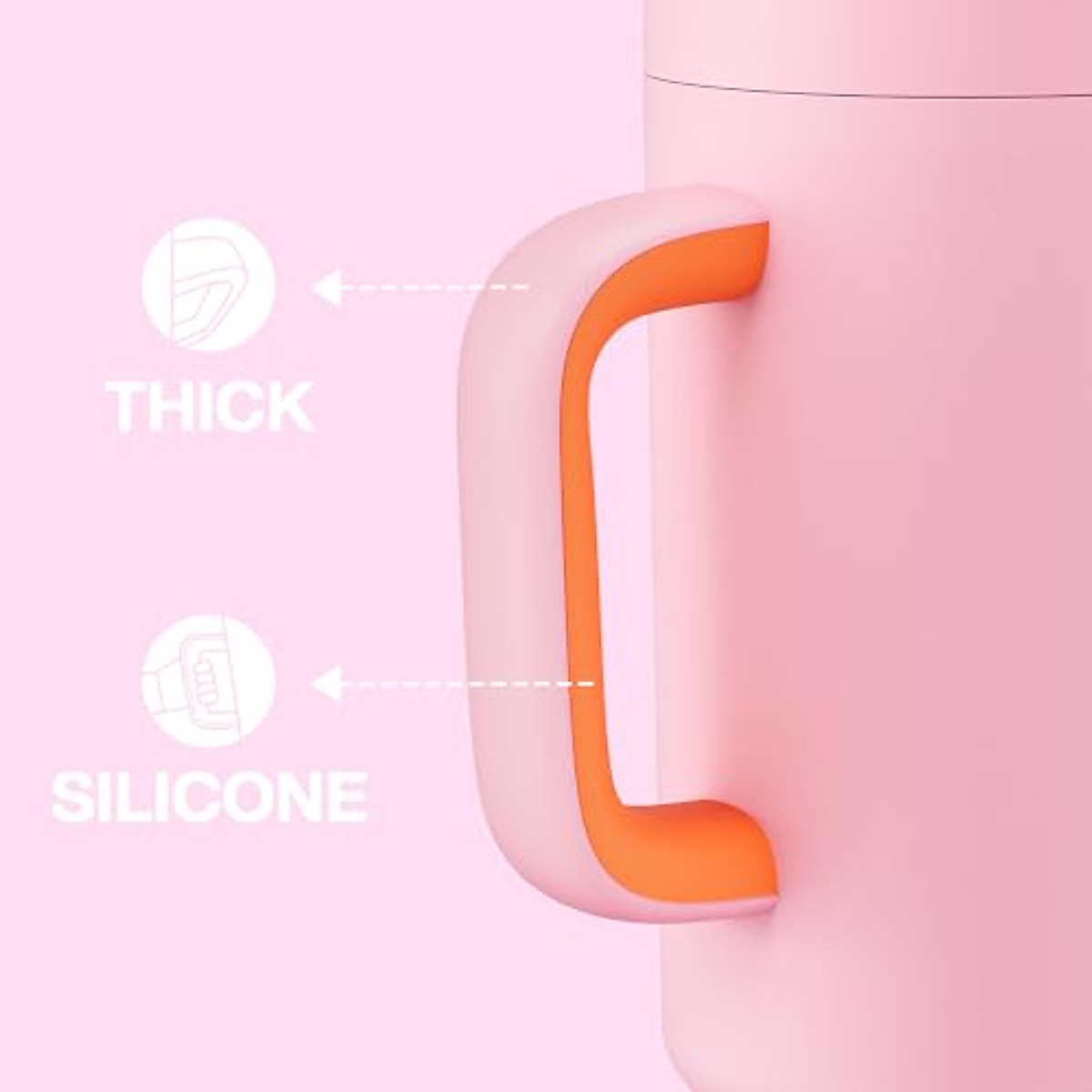ENCOOL 40 oz Tumbler with Handle and Straw, 100% Leakproof Insulated Tumbler with Lid and Straw, Stainless Steel Travel Mug, Keeps Cold for 34 Hours, Car Cup Holder Friendly (Blush)
