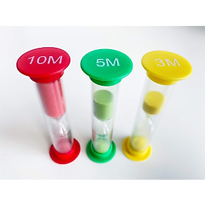 Sand Timers,multicolor plastic timer,30s/1M/2M/3M/5M/10Minutes Sandglass Timer,for games or the kitchen or office or decorationg,time management,brushing timer,gift（Pack of 6）