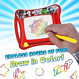 JA-RU Marvel Spiderman Magic Magnetic Drawing Board (1 Toy) Draw, Sketch & Doodle Tablet for Kids, Boys & Girls. Car Trip Game & Activity Travel Toys. Mess-Free Educational Learning Pad. C-6906-1s