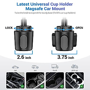 OTAO Compatible with Magsafe Car Mount Charger, Cup Holder Phone Mount for Car[Adjustable Gooseneck ],Magnetic Wireless Car Charger for Magsafe iPhone 14 Pro Max/14 Pro/14/14 Plus,iPhone 13/12 Series