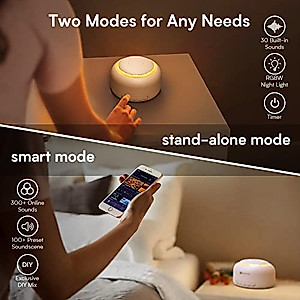 White Noise Sound Machines for Adults Sleeping, 300+ Soothing Smart Sounds Machines with Adjustable Night Lights for Baby, Hotmoon Mona Sound Machine Memory Function 3.5mm Headphone Jack Plug-in.