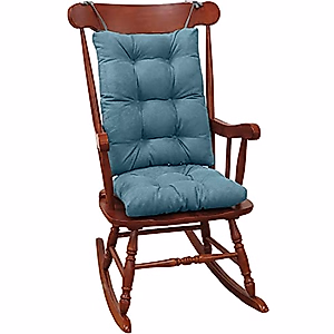 Klear Vu Omega Non-Slip Rocking Chair Cushion Set with Thick Padding and Tufted Design, Includes Seat Pad & Back Pillow with Ties for Living Room Rocker, 17x17 Inches, 2 Piece Set, Marine
