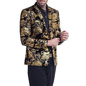 Men's luxury Casual Dress Suit Slim Fit Stylish Blazer Golden X-Large