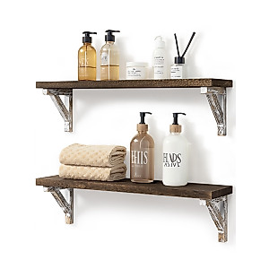 Gronda Bathroom Wall Shelves Over Toilet, 24 Inches Floating Shelves for Wall Rustic Farmhouse Wood Bathroom Shelf Hanging Storage Rack