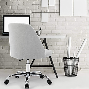 Home Office Chair, Mid-Back Armless Twill Fabric Adjustable Swivel Task Chair for Small Space, Living Room, Make-up, Studying