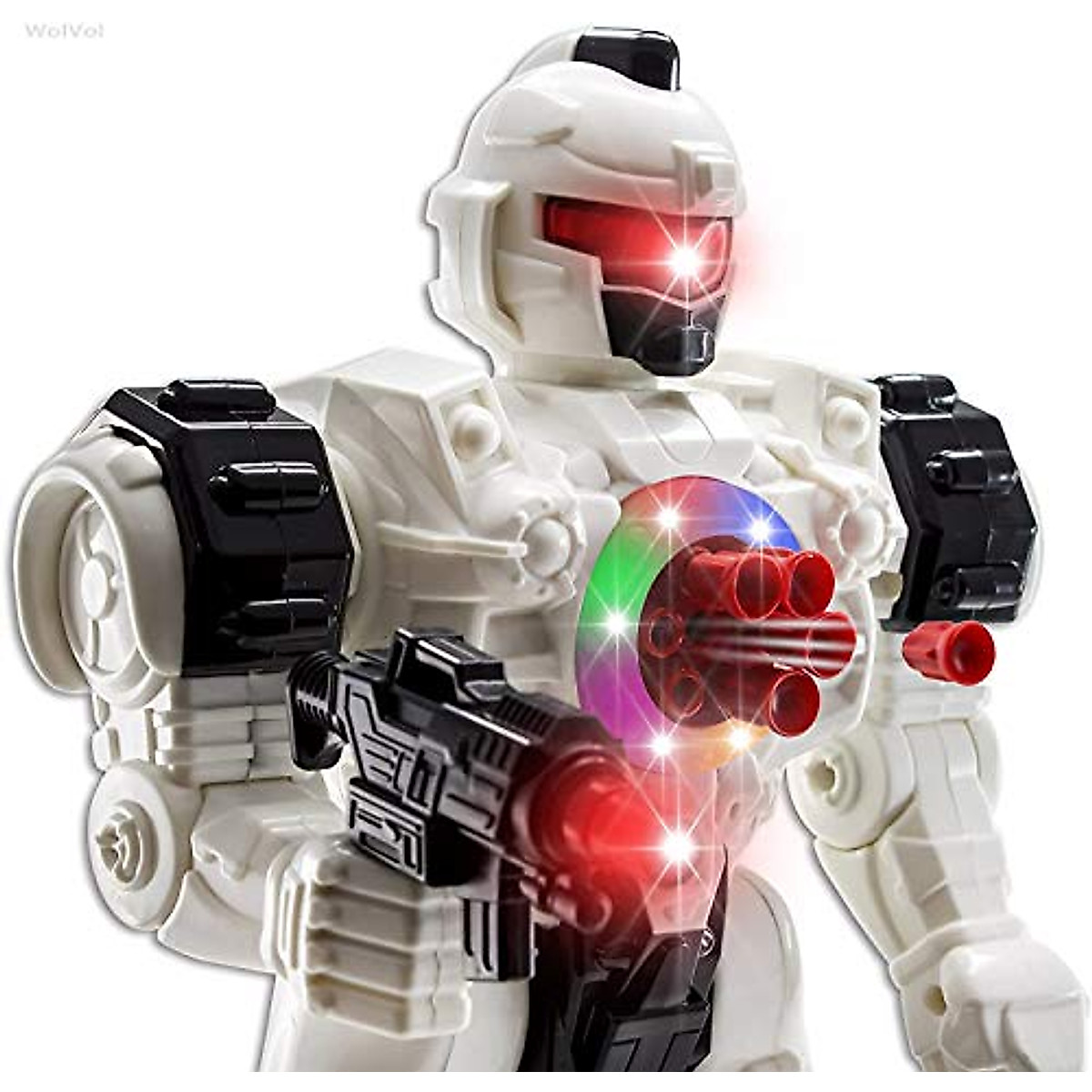 WolVolk 10 Channel Remote Control Robot Police Toy with Flashing Lights and Sounds, Great Action Toy for Boys