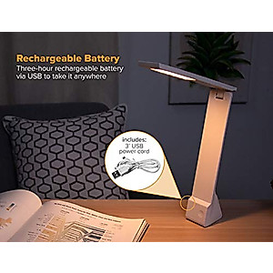 Bostitch Office KT-VLED1810-WHITE Rechargable Battery LED Desk Lamp, 3 Color Temperatures, Flip Open, White