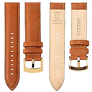 OTTOODY Leather Watch Bands Quick Release, Elegant Top Grain Leather Watch Straps for Men & Women, Choice of Color & Width - 18mm, 19mm, 20mm, 21mm or 22mm Wristbands Bracelet for Watch & Smartwatch