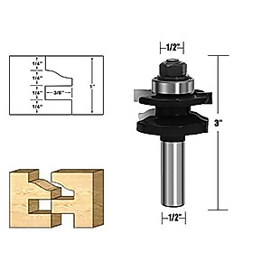 OLETBE 3 PCS Router Bit Set, 1/2-Inch Shank Round Over Raised Panel Cabinet Door Rail and Stile Router Bits, Woodworking Wood Cutter, Wood Carbide Groove Tongue Milling Tool(Silver)