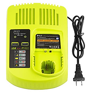 Smart P117 Quick Charger (Multi-Chemistry) for Ryobi 12V-18V ONE+ NiCd/NiMh/Lithium Tools Battery Charger fit P100 P101 P102 P103 P105 P107 P108 P122 P189 P191 P197 P200