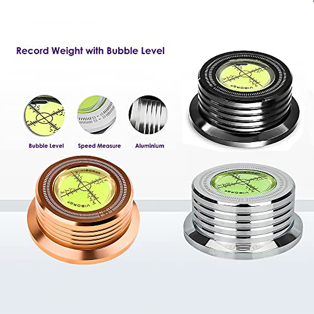 Viborg LP628S Record Weight Disc Stabilizer, Silver 60Hz Turntable Level, 280G (9.9 OZ) HiFi 3 in 1 Vibration-Proof Vinyl Clamp with Bubble Leveling (60Hz, Silver)