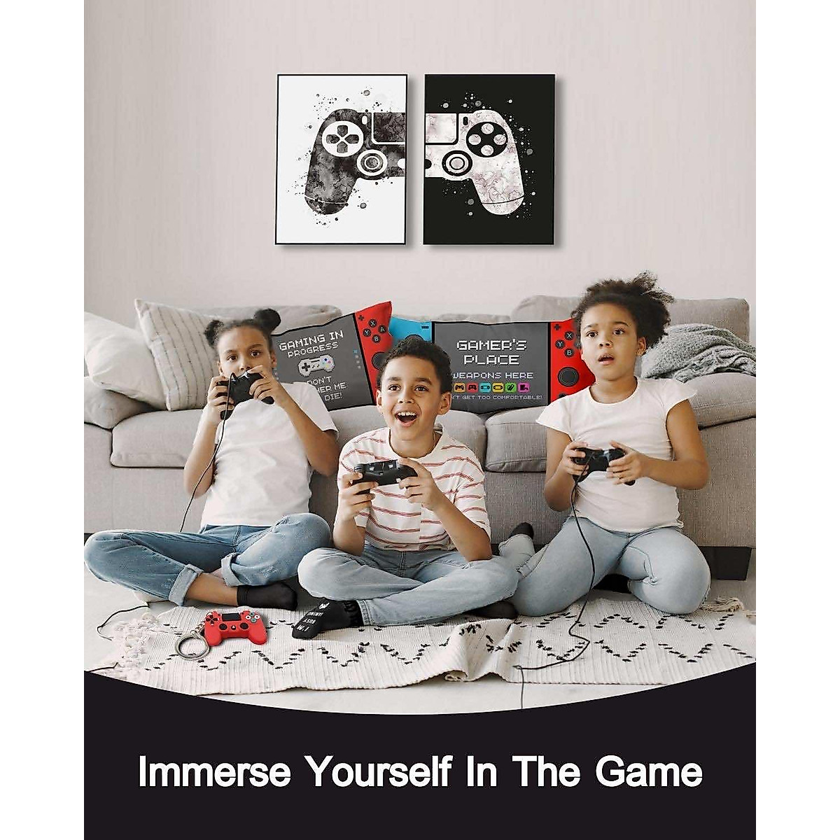 Gifts for Teen Boys, Gamer Pillow, Young Men Gift Ideas, Gaming Gifts for Teenage Boys 8-12 Room Decor for Men Boyfriends Birthday, Gamer Socks + Controller Keychain + Pillow Covers 20x12 Inch