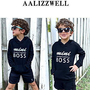 Aalizzwell Toddler Baby Long Sleeve Hooded Sweatshirt Pocket Pullover Hoodies for Boys Girls (Black-1, 3T)