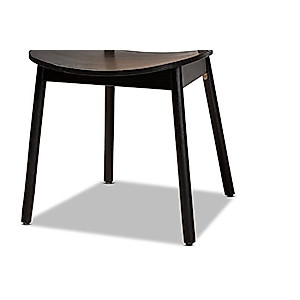 Baxton Studio Halen Mid-Century Modern Brown Woven Rattan and Black Wood Finished 2-Piece Cane Dining Chair Set