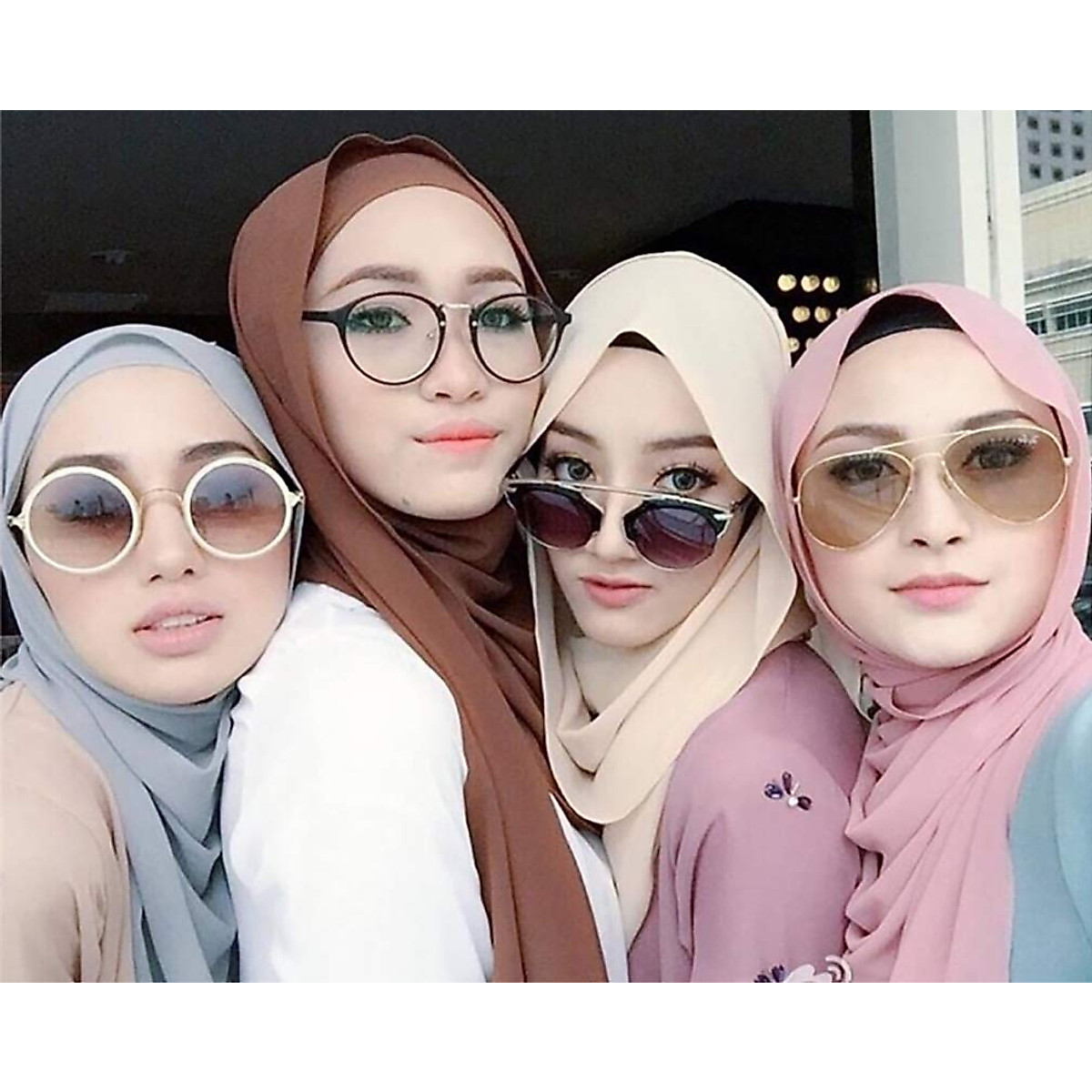 Yeieeo Bubble Chiffon Hijab Premium Chiffon Wrap Head Scarf(Navy Blue)