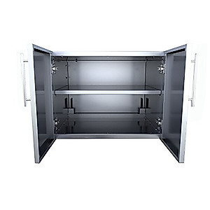 SUNSTONE DE-DDP30 Designer Series Raised Style Double Door Dry Storage Pantry, 30", Stainless Steel