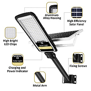 erifyng Solar Street Lights Outdoor, IP67 Waterproof Dusk to Dawn Solar Powered Led Light with Remote Control Extension Cord Mounting Bracket for Yard Parking Lot Garden Patio