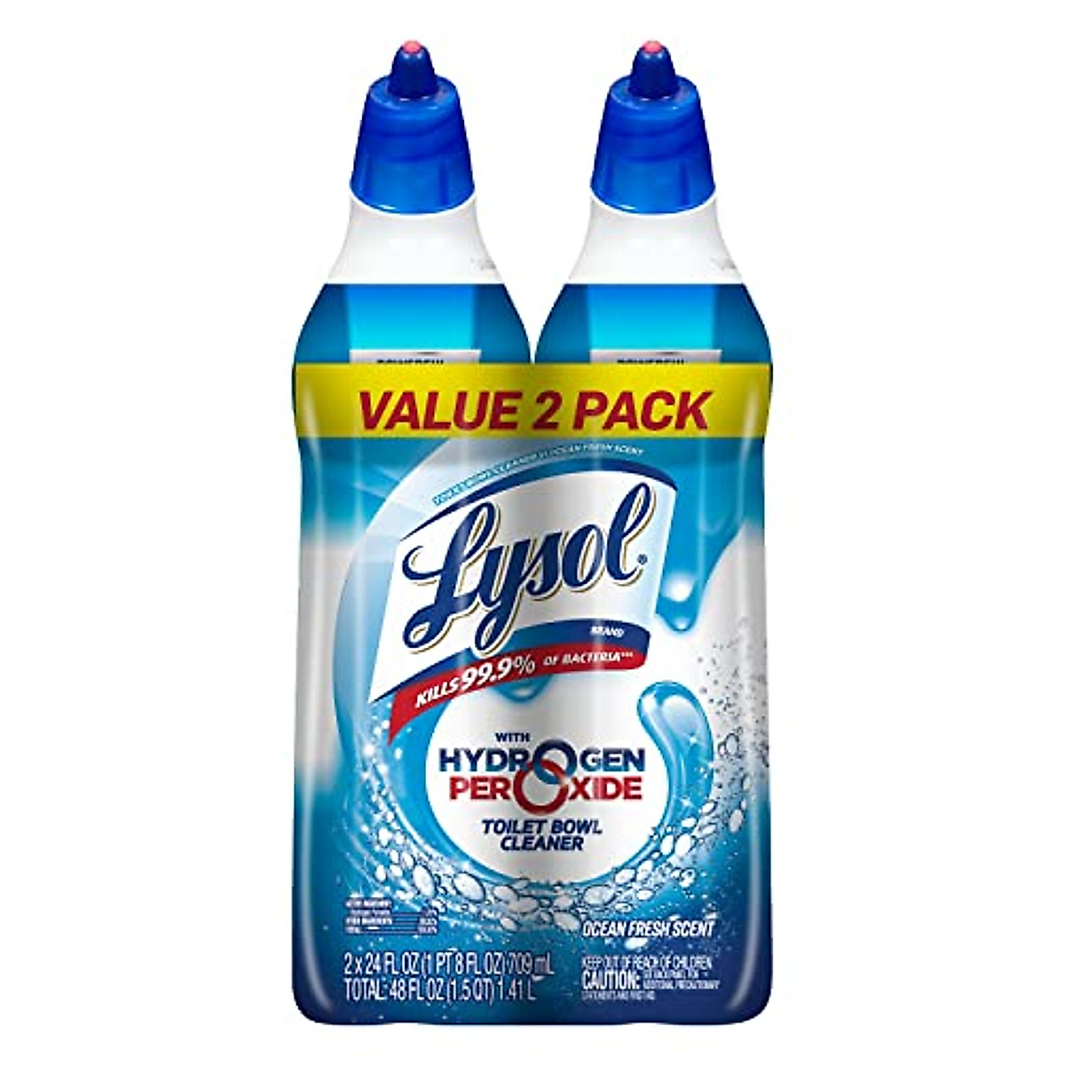Lysol Toilet Bowl Cleaner Gel, For Cleaning and Disinfecting, Bleach Free, Ocean Fresh Scent, 24oz (Pack of 2)