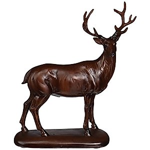 StealStreet SS-UG-PY-2825 Faux Wood Peaceful Deer Sculpture Model Figure Figurine Statue Decor