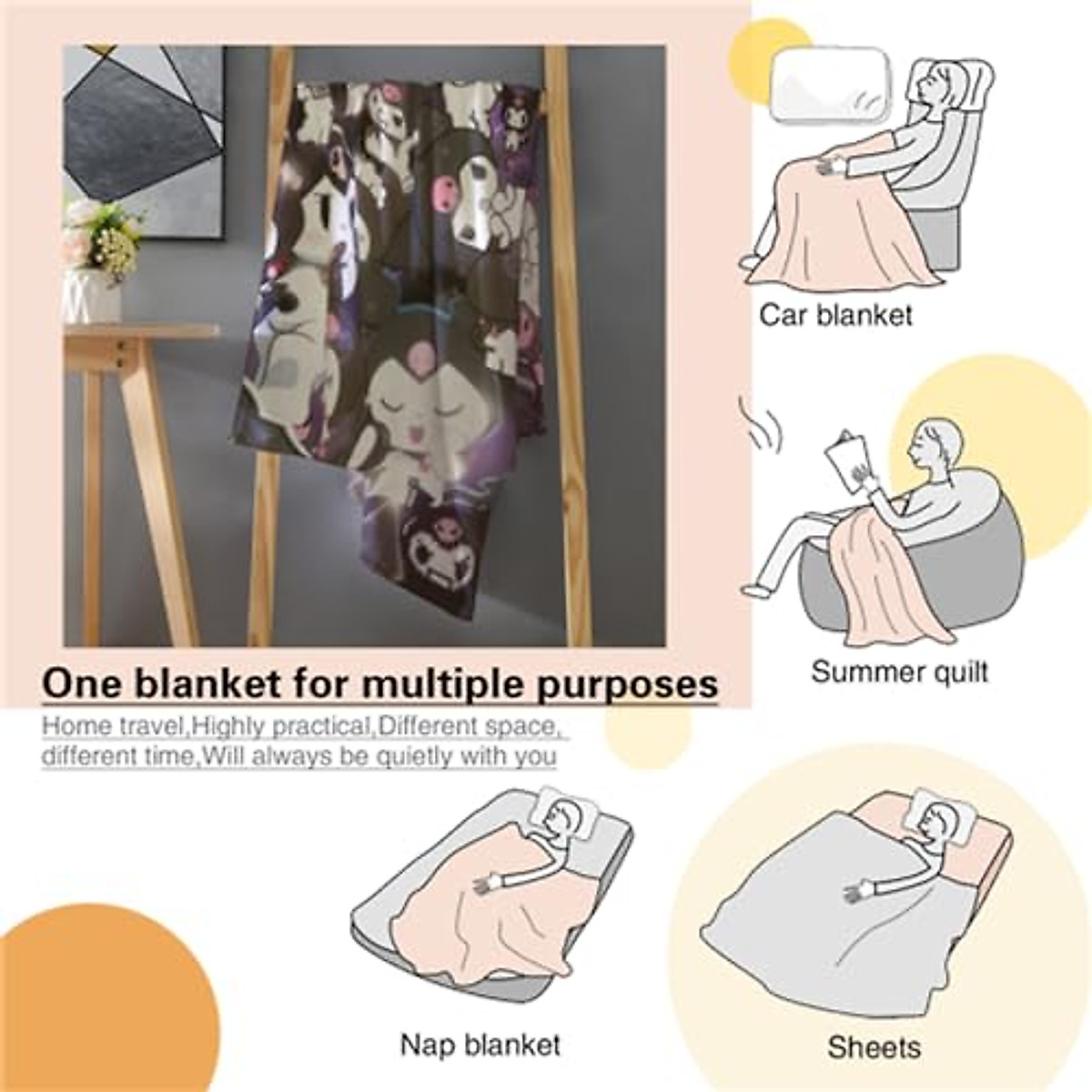Kawaii Super Soft Blanket Cute Blanket All Season Flannel Fleece Blanket for Kids Adult Sofa Bedding 40"x 50"