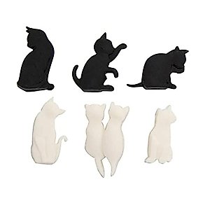 A FEI Wine Glass Markers Set Of 6 Cute Cat Silicone Drink Glass Charms Tags Cup Signs