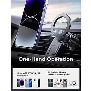 LISEN 2 Pack Fits MagSafe Car Mount - [24 Super Magnets] Magnetic Car Phone Mount, Air Vent Phone Holder Car, Hands Free Cell Phone Holder Clip for iPhone 15 14 13 Pro Plus Max Mini Mag Safe Case
