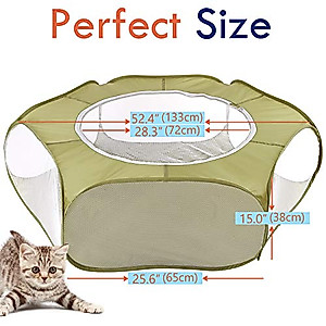 Pawaboo Small Animals Playpen, Waterproof Small Pet Cage Tent with Large Breathable Cover, Pop-up & Foldable Indoor/Outdoor Fence for Kitten/Puppy/Guinea Pig/Rabbits/Hamster/Hedgehogs, Avocado Green