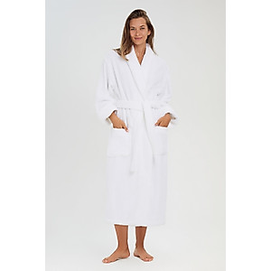 MONARCH Unisex Terry Bathrobe - 100% Lux Combed Cotton, 16 oz Loop Terry Shawl Collar Robe, Five-Star Hotel Choice (Medium, Non-Hooded)