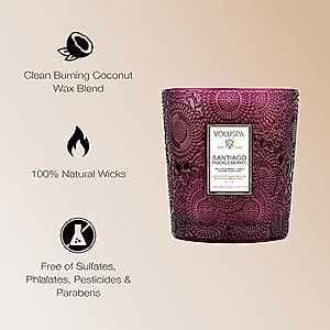 Voluspa Santiago Huckleberry, Classic Boxed Candle, 9 Ounce, 60 Hour Burn Time, All Natural Wicks and Coconut Wax for Clean Burning, Vegan, Poured in The USA