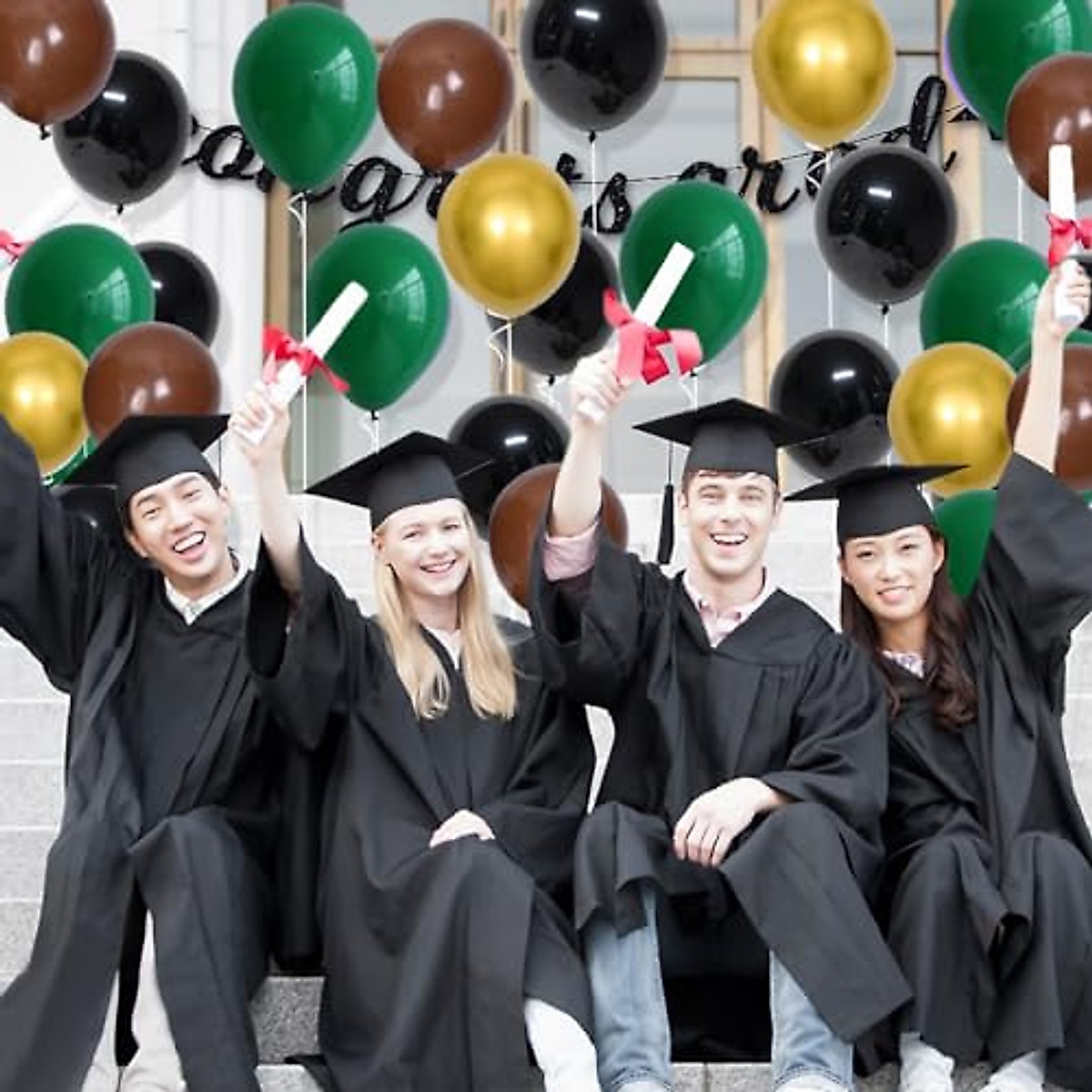 Dark Green Black Gold Balloon Garland Arch - Dark Green Gold Balloons Black Brown Balloons for Birthday Anniversary Engagement Graduation Party Decorations