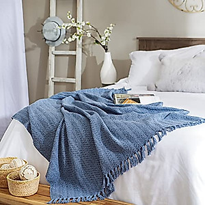 DII Industrial Tonal Textured Woven Throw 50x60, French Blue