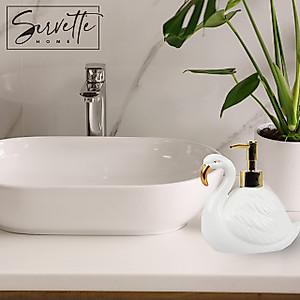 Flamingo Soap Dispenser with Pump for Bathroom or Kitchen Sink - White Swan