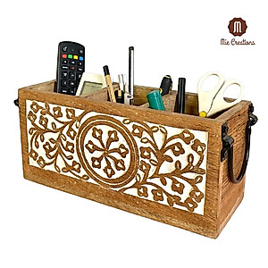 3 Compartment Farmhouse Wooden Flatware Caddy with Metal Handles for Kitchen Countertop, Silverware Caddy for Buffet Party, Rustic Wood Utensil Cutlery Holder, Bathroom Dining Table Office Organizer