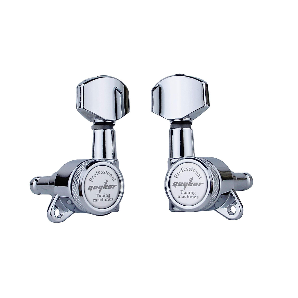 Guyker Guitar Locking Tuners (3L + 3R Handed) - 1:18 Lock String Tuning Key Pegs Machine Head with Hexagonal Handle Replacement for ST TL SG LP Style Electric, Folk or Acoustic Guitars - Chrome