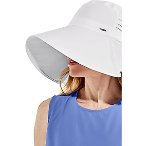 Coolibar UPF 50+ Women's Anastasia Elegant Full Coverage Hat - Sun Protective (One Size- White)