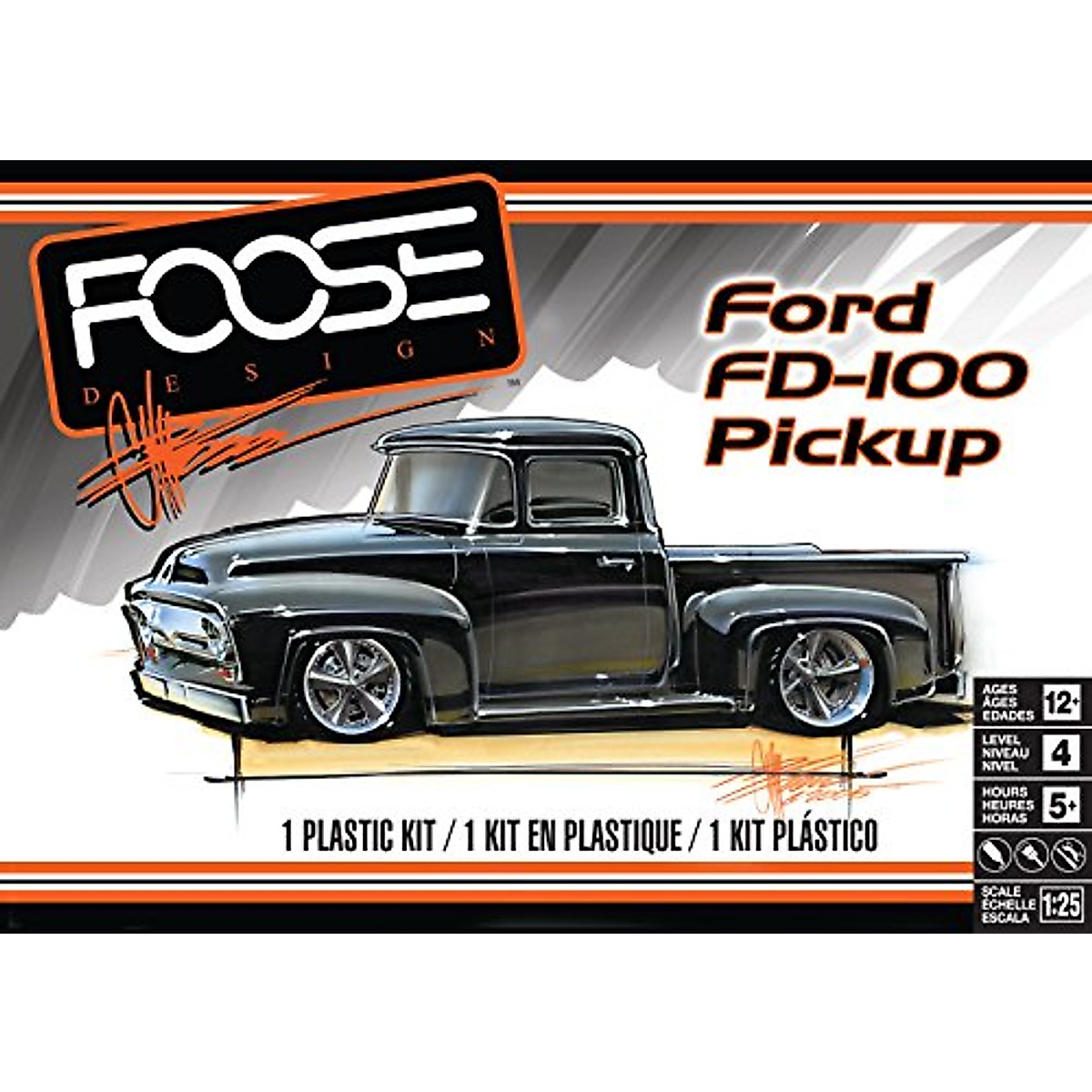 Revell 85-4426 Ford FD-100 Pickup Model Truck Kit 1:25 Scale 78-Piece Skill Level 4 Plastic Model Building Kit , Black, 12 years old and up